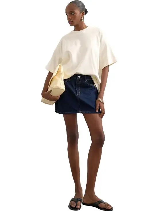 Topshop Plemet Cotton Denim Miniskirt - Mblue