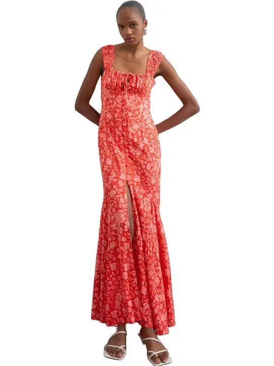 Topshop Button-front Maxi Dress - Red