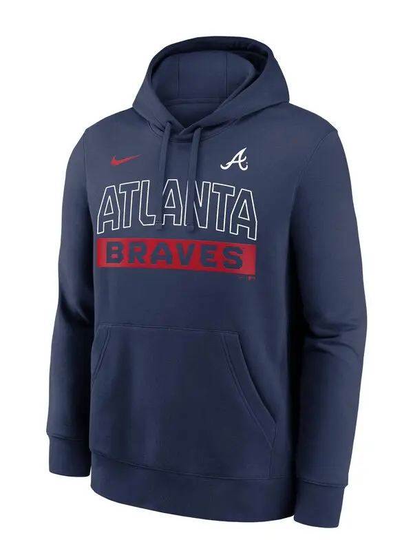 Nike Atlanta Braves Club Mlb Pullover Hoodie - Blue