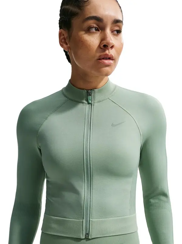 Nike Pro Seamless Full-zip Training Top - Green