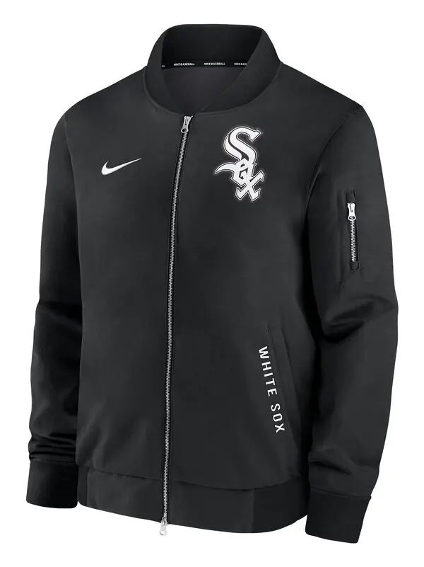 Nike Chicago White Sox Authentic Collection Dugout Mlb Full-zip Bomber Jacket - Black