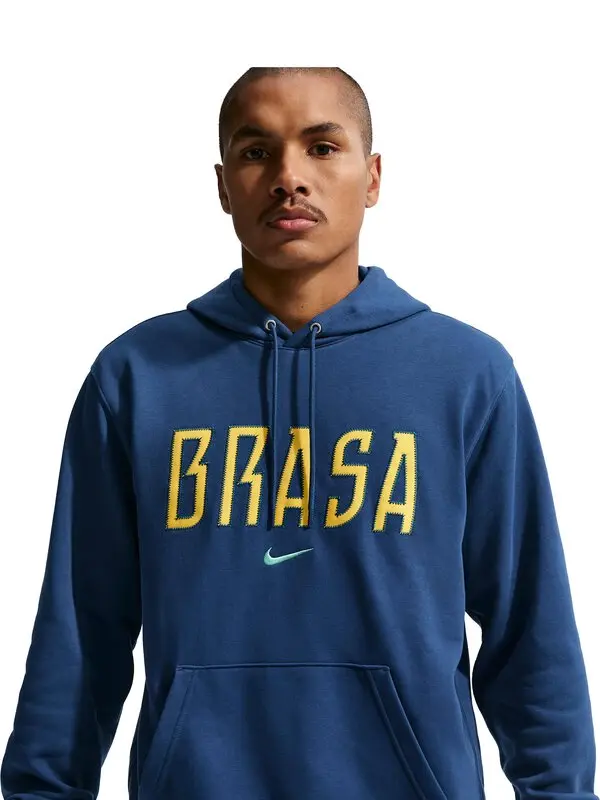 Nike Brazil Club Soccer French Terry Pullover Hoodie - Blue