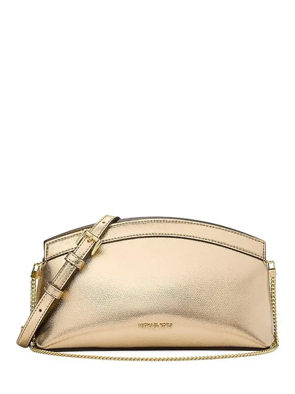 Michael Kors Small Leather Crossbody Clutch - Pale Gold