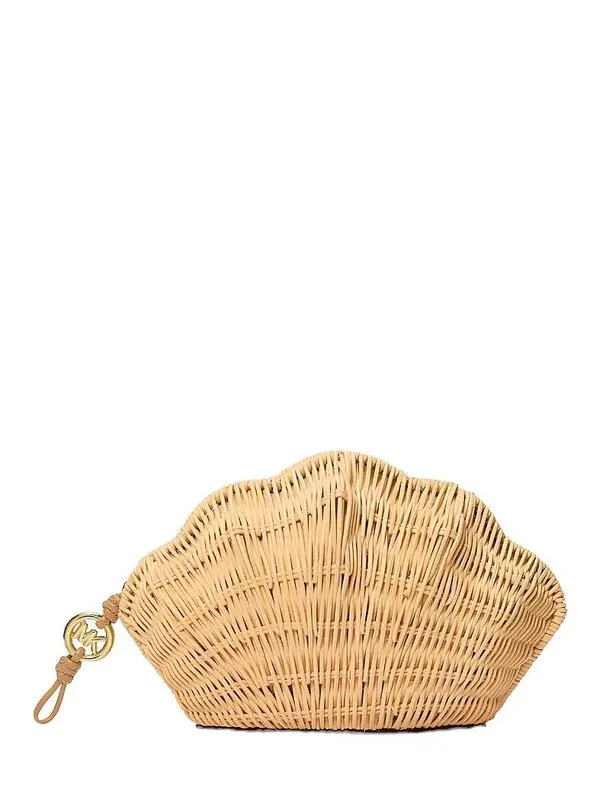 Michael Kors Shelly Small Rattan Shell Clutch - Natural