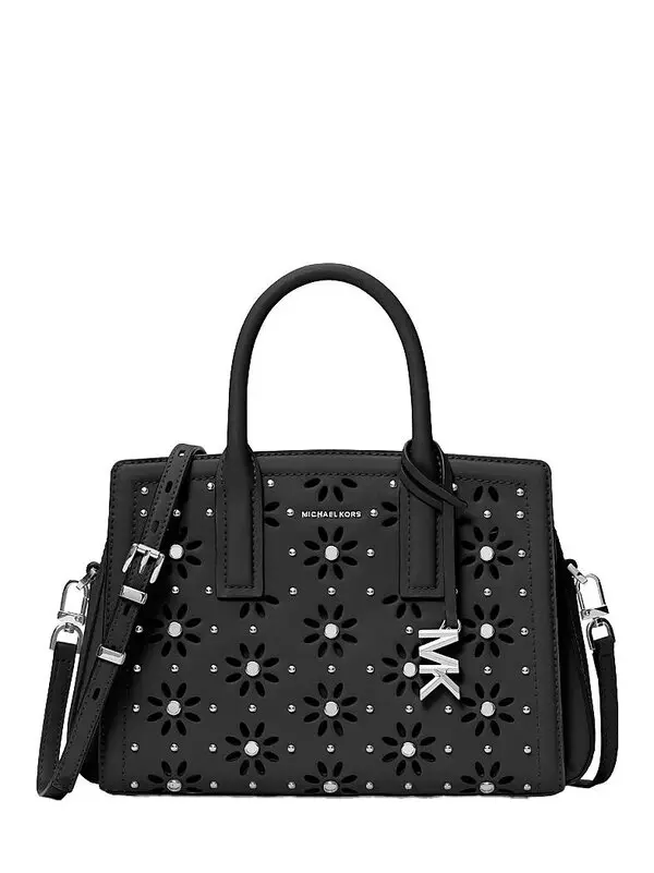 Michael Kors Laila Small Flower Cutout Leather Satchel - Black