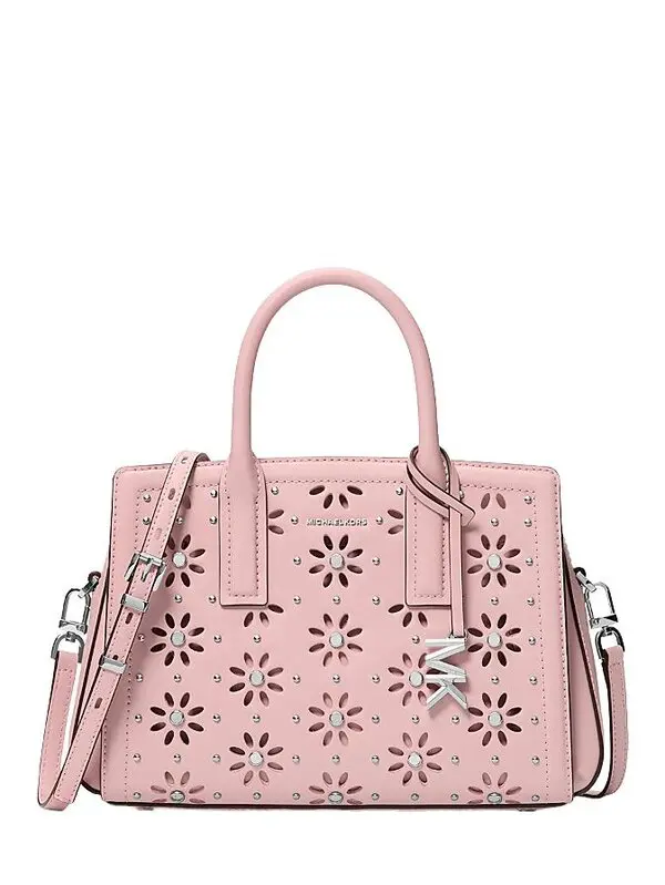 Michael Kors Laila Small Flower Cutout Leather Satchel - Smokey Rose
