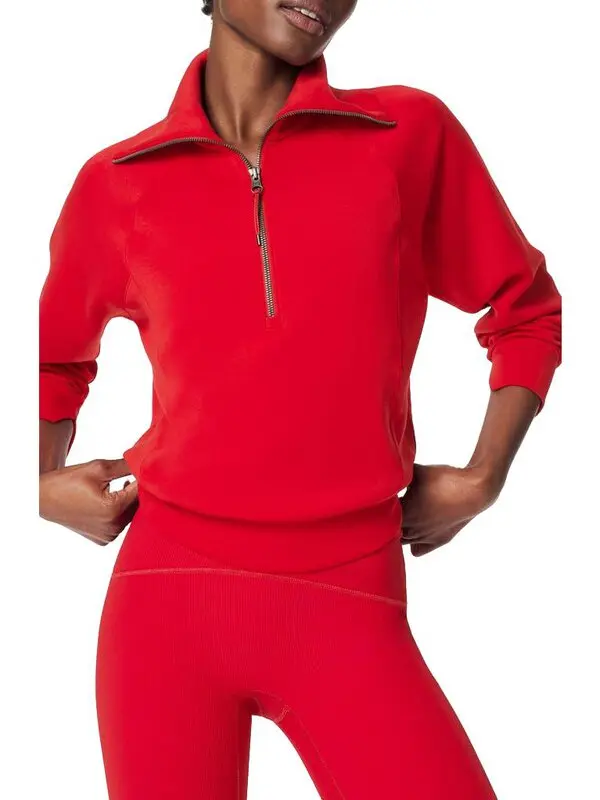 Spanx Airessentials Half Zip Sweatshirt - Spanx Red