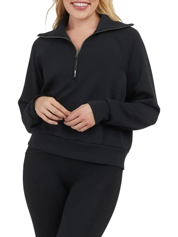 Spanx Airessentials Half Zip Sweatshirt - Very Black