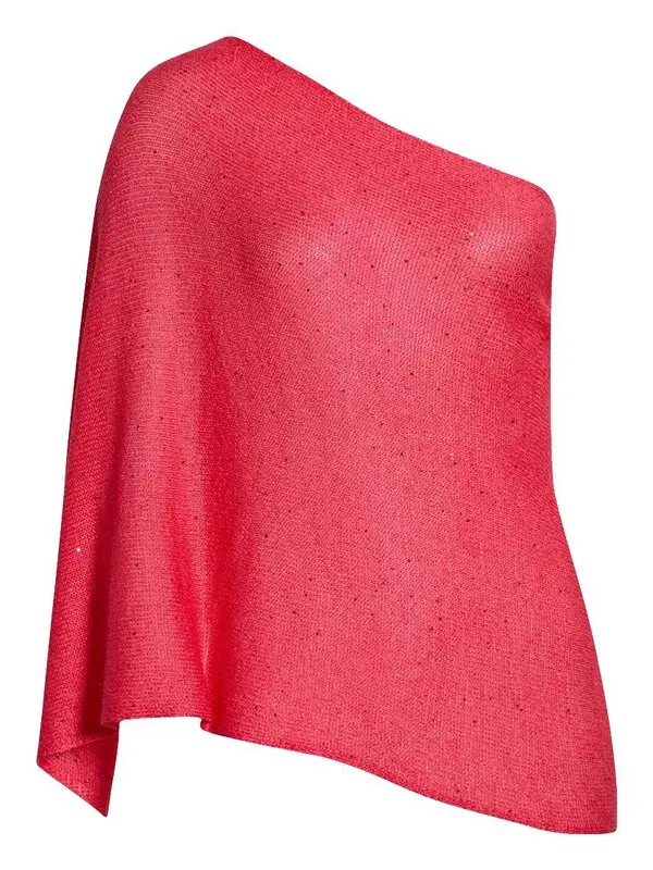 PACSUN Amaris Sequin One-shoulder Poncho - Berry