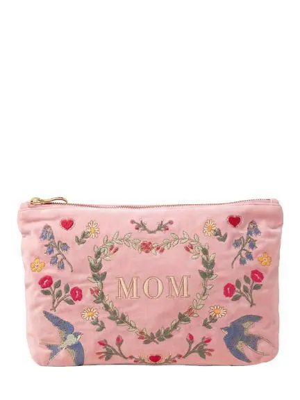 ELIZABETH SCARLETT Earth Goddess Mom Velvet Everyday Pouch - Rose