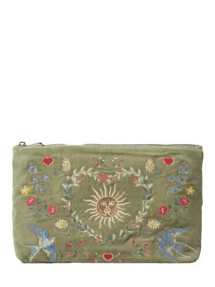 ELIZABETH SCARLETT Earth Goddess Velvet Everyday Pouch - Olive