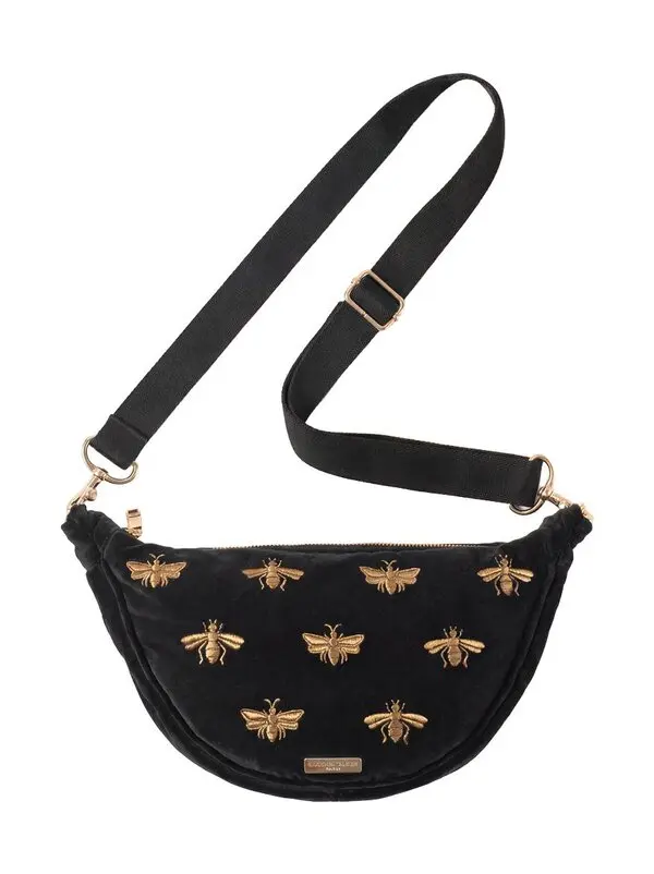 ELIZABETH SCARLETT Honey Bee Velvet Crossbody - Charcoal