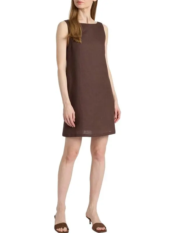 Santorelli Jaclyn Sleeveless Shift Dress - Coffee