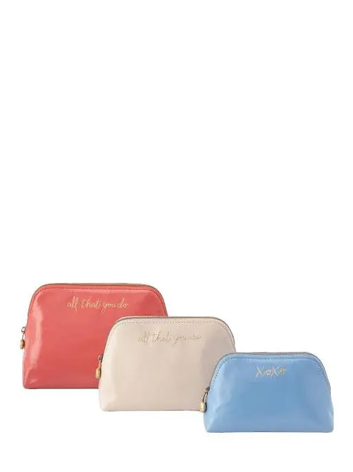 Hobo Set Of 3 Leather Pouches - Pink Mirage