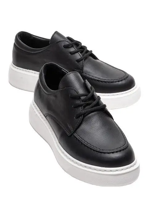 FOREVER & ALWAYS SHOES Mareon Leather Lace-up Sneakers - Black