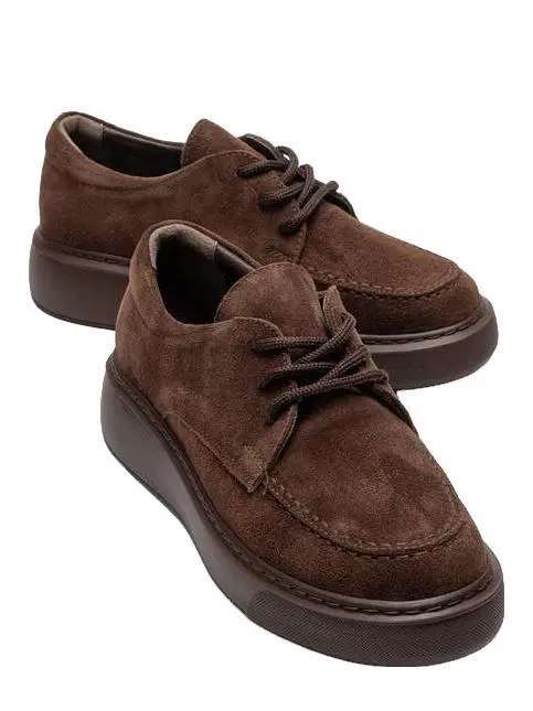 FOREVER & ALWAYS SHOES Mareon Leather Lace-up Sneakers - Brown Suede