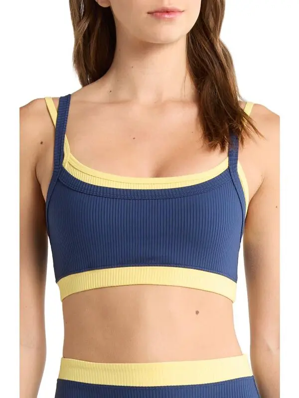 Year Of Ours Layered Rib Sports Bra - Midnite Popcorn