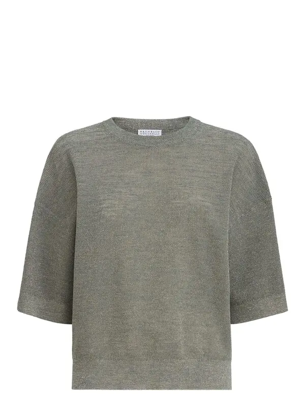 Brunello Cucinelli Sparkling Short-sleeve Sweater - Green