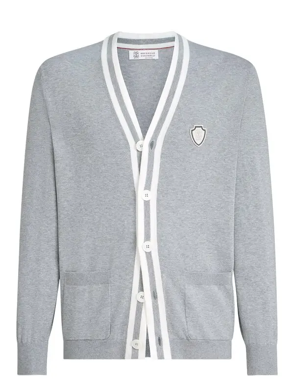 Brunello Cucinelli Cotton Crest Cardigan - Grey