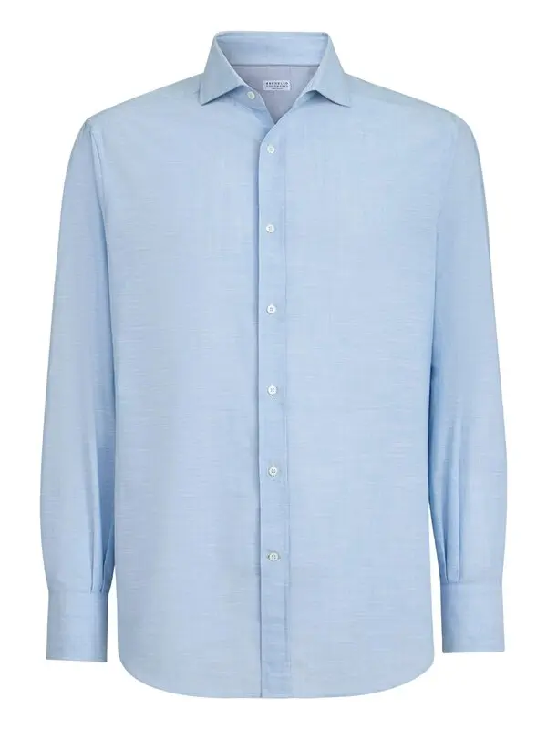 Brunello Cucinelli Cotton Oxford Shirt - Blue