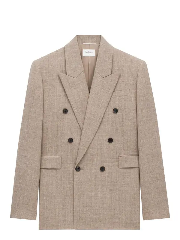 Saint Laurent Wool Double-breasted Jacket - Brown