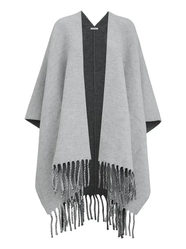 Brunello Cucinelli Wool-cashmere Reversible Poncho - Grey