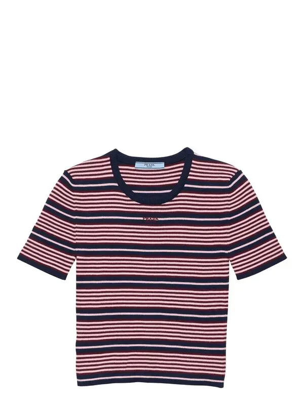 Prada Stretch-cotton Striped T-shirt - Blue