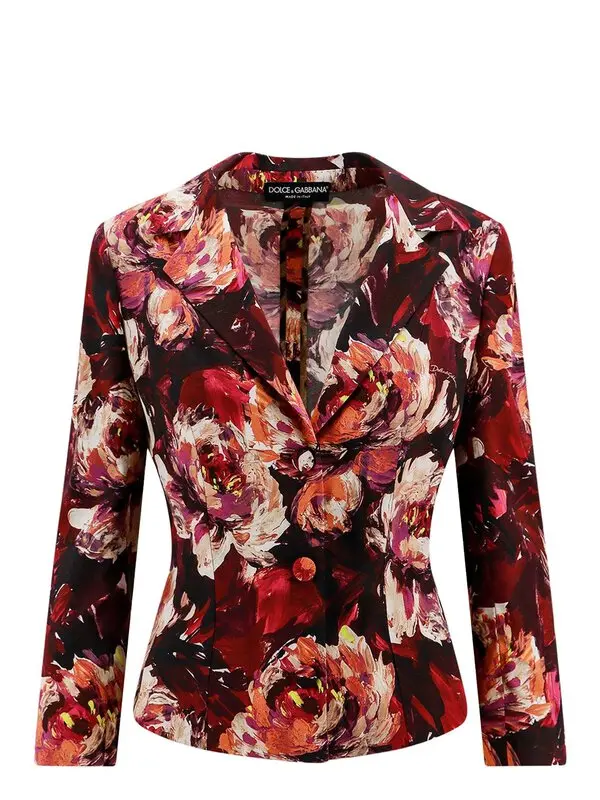 Dolce & Gabbana Cady Blazer With Peonie Flower Print - Multicolor