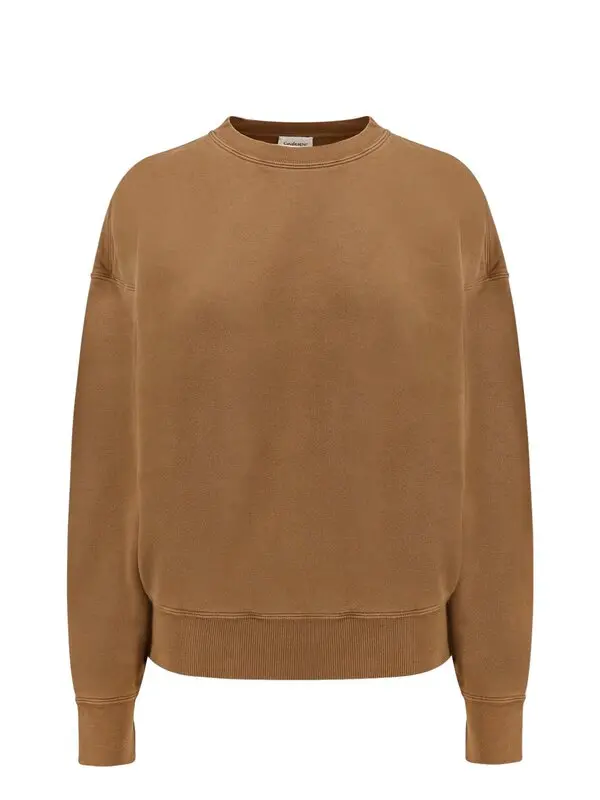 Saint Laurent Certified Cotton Sweatshirt With Logoed Label - Brown