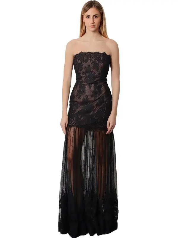 Retrofete Vespera Long Lace Dress - Black