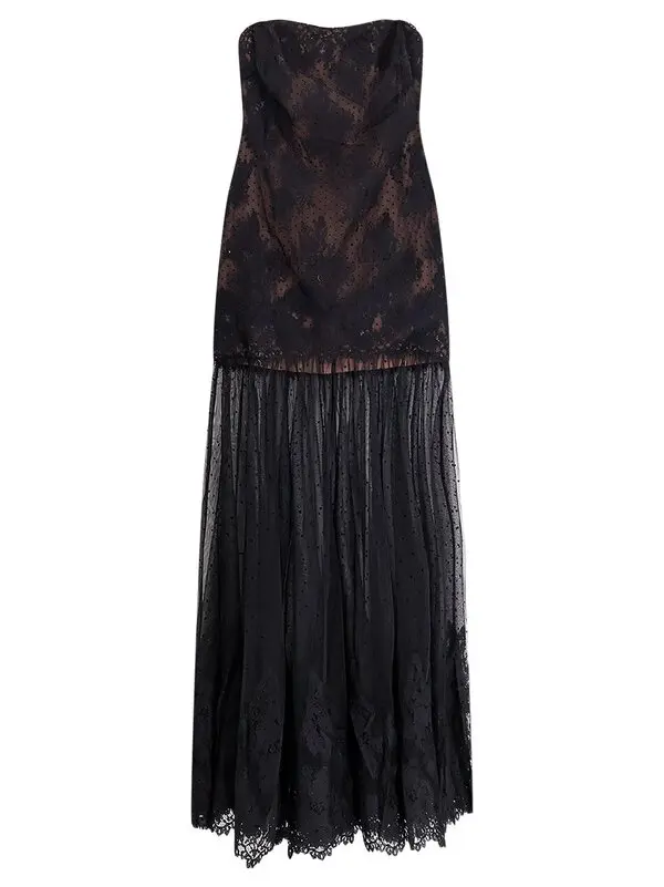 Retrofete Vespera Long Lace Dress - Black