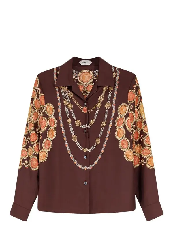 Versace Printed Silk Shirt - Brown