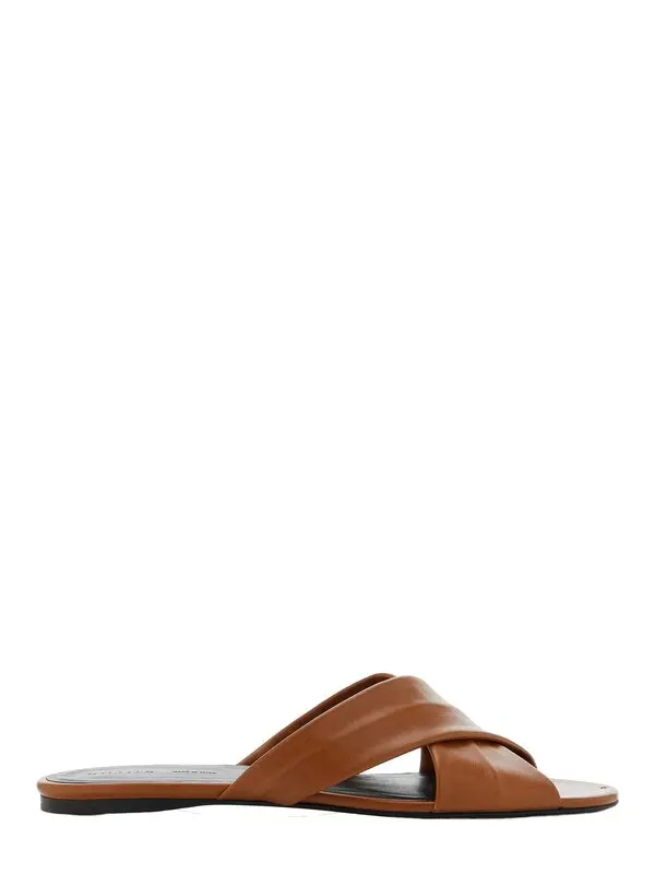 Khaite Liria Leather Flat Sandals - Brown