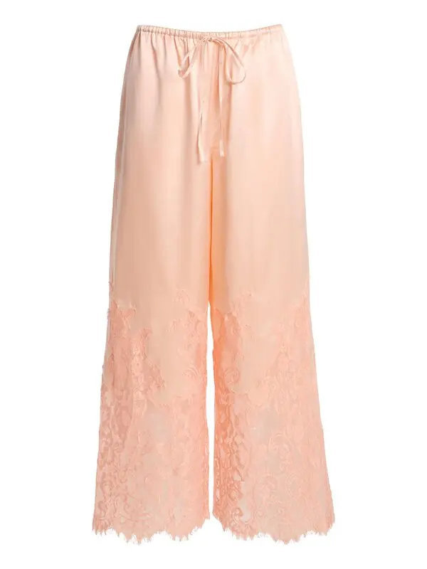 THIRD FORM Adore Lace-trimmed Silk-blend Wide-leg Pants - Pink
