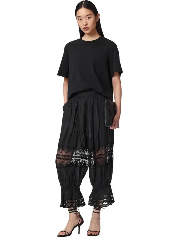 ALLSAINTS Solene Lace Trim Pants - Black