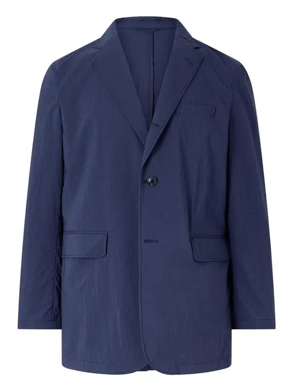 BEAMS 3b Anywhere Seersucker Blazer - Blue
