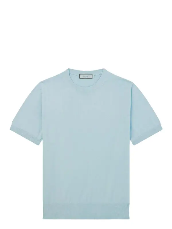 Canali Knitted Cotton T-shirt - Blue