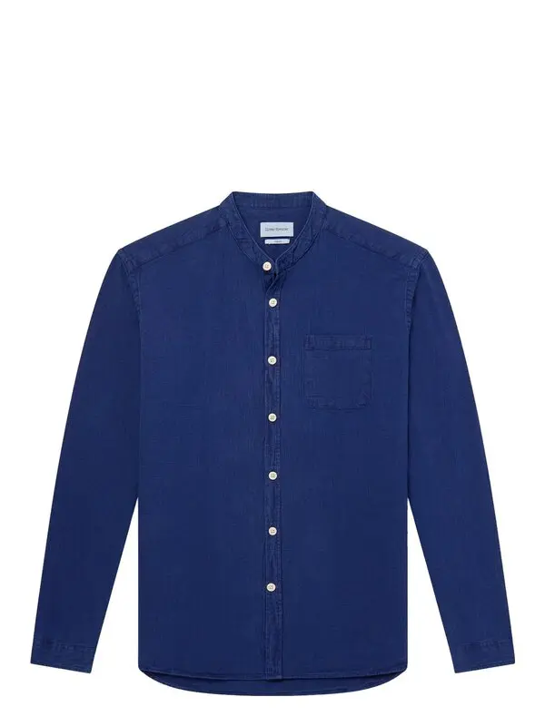 Oliver Spencer Kildale Grandad-collar Cotton Shirt - Blue