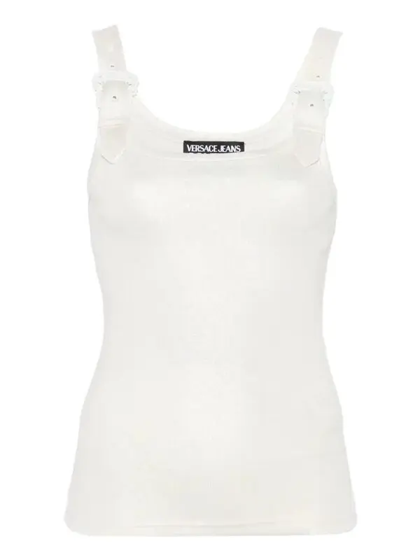 Versace Buckle-detail Metallic-finish Top - Neutrals