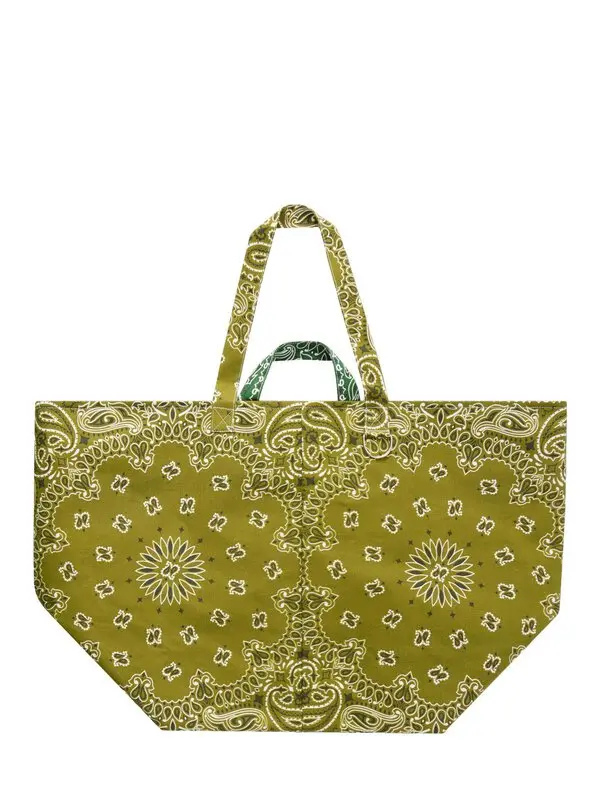CALL IT BY YOUR NAME Maxi Basket Printed Cotton Tote Bag - Green
