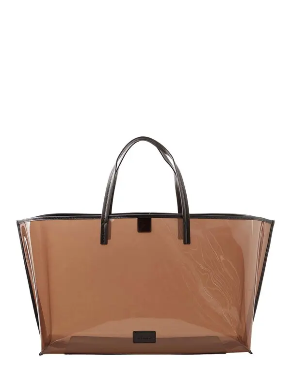 Staud Large Leather-trimmed Pvc Tote - Dark Brown