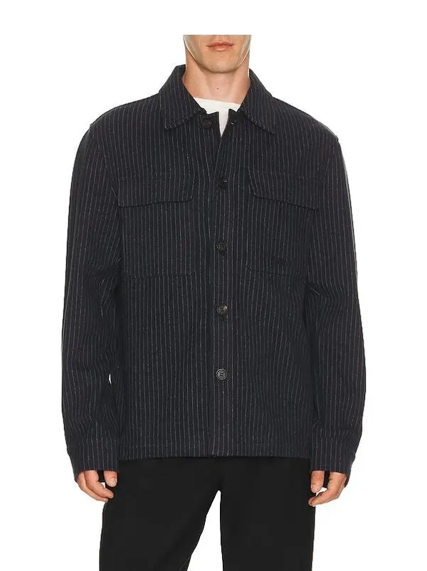 Mackage Porter Overshirt In Navy - Navy & Cream