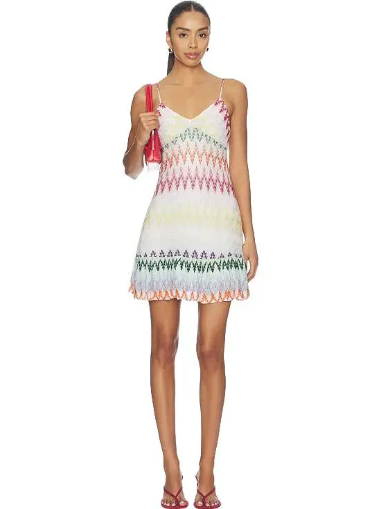 Missoni Sleeveless Short Dress - Multicolor On White Base