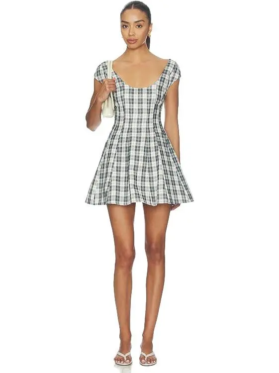 GUIZIO Leila Mini Dress - Green Plaid