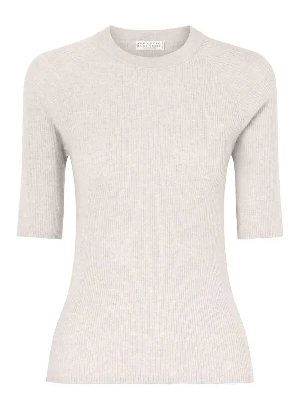 Brunello Cucinelli Ribbed-knit T-shirt - Beige