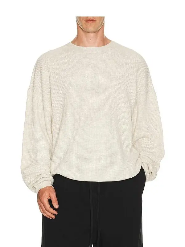 Fear Of God Signature Waffle 90's Crewneck Sweater - Oatmeal Heather