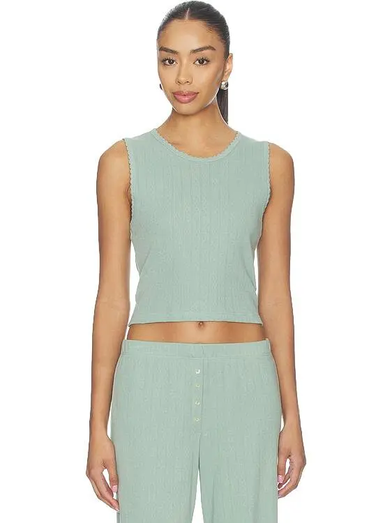 LESET Pointelle Sleeveless Crew - Eucalyptus