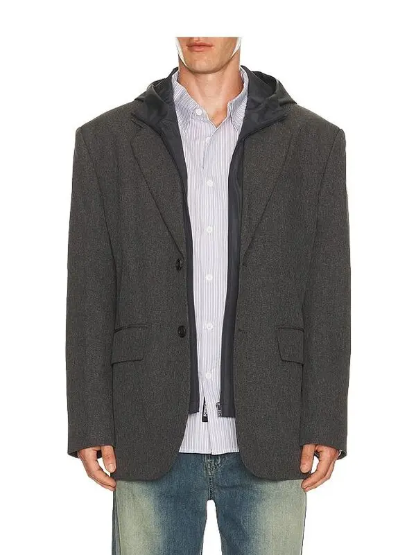 We11Done Hood Detachable Blazer - Dark Grey