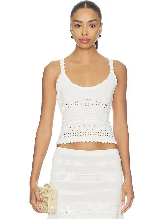 Ulla Johnson Esme Eyelet Knit Camisole - Cowrie