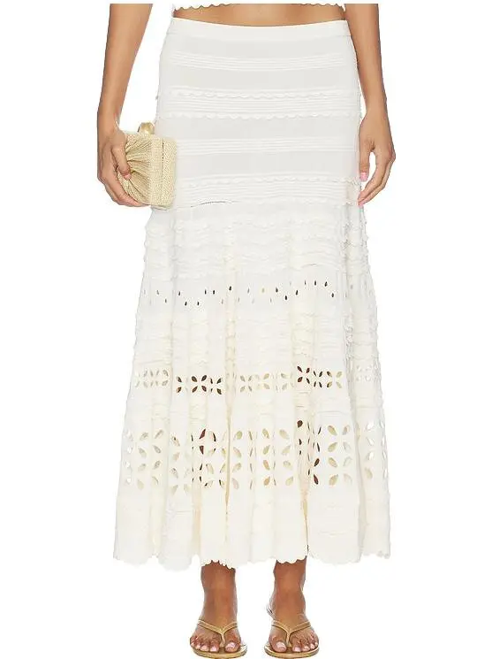 Ulla Johnson Annisa Eyelet Knit Skirt - Cowrie